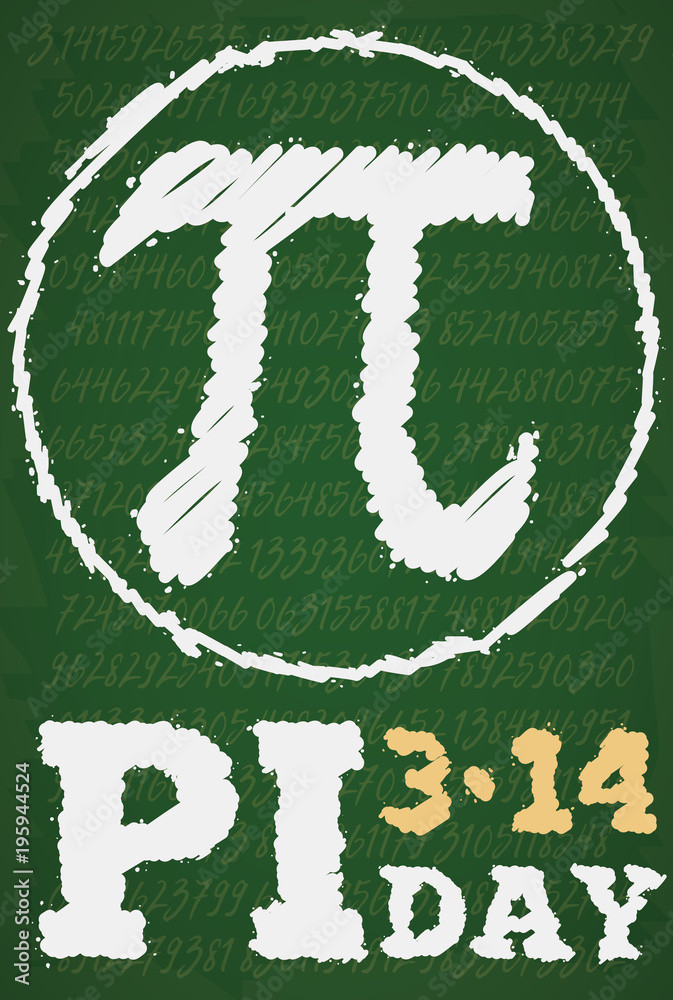 Chalkboard Drawing with Pi Series and Symbol for Pi Day, Vector ...