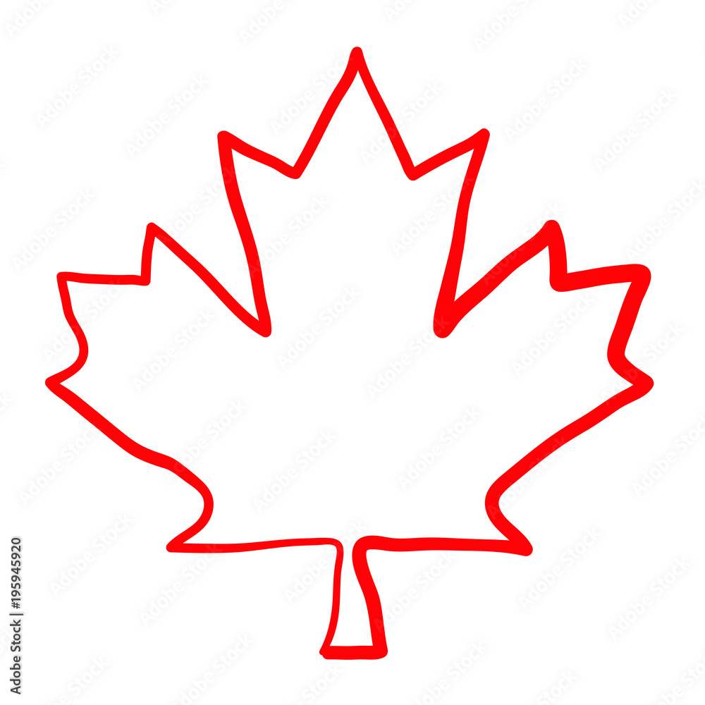Maple Leaf Doodle Outline Stock Vector | Adobe Stock