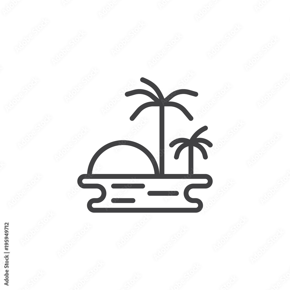 Tropical beach outline icon. linear style sign for mobile concept and ...