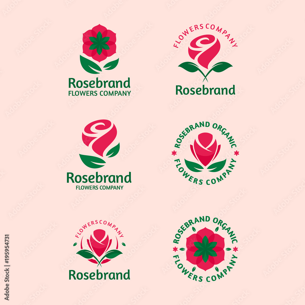 Rose brand vector logo icon illustration collection Stock Vector ...