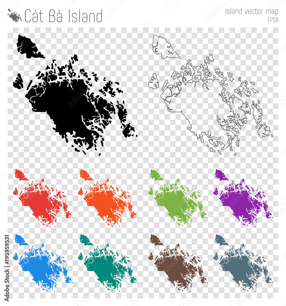 Cat Ba Island high detailed map. Island silhouette icon. Isolated Cat ...