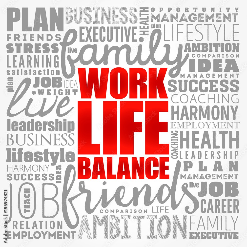 Work Life Balance word cloud collage , concept background Stock Vector ...