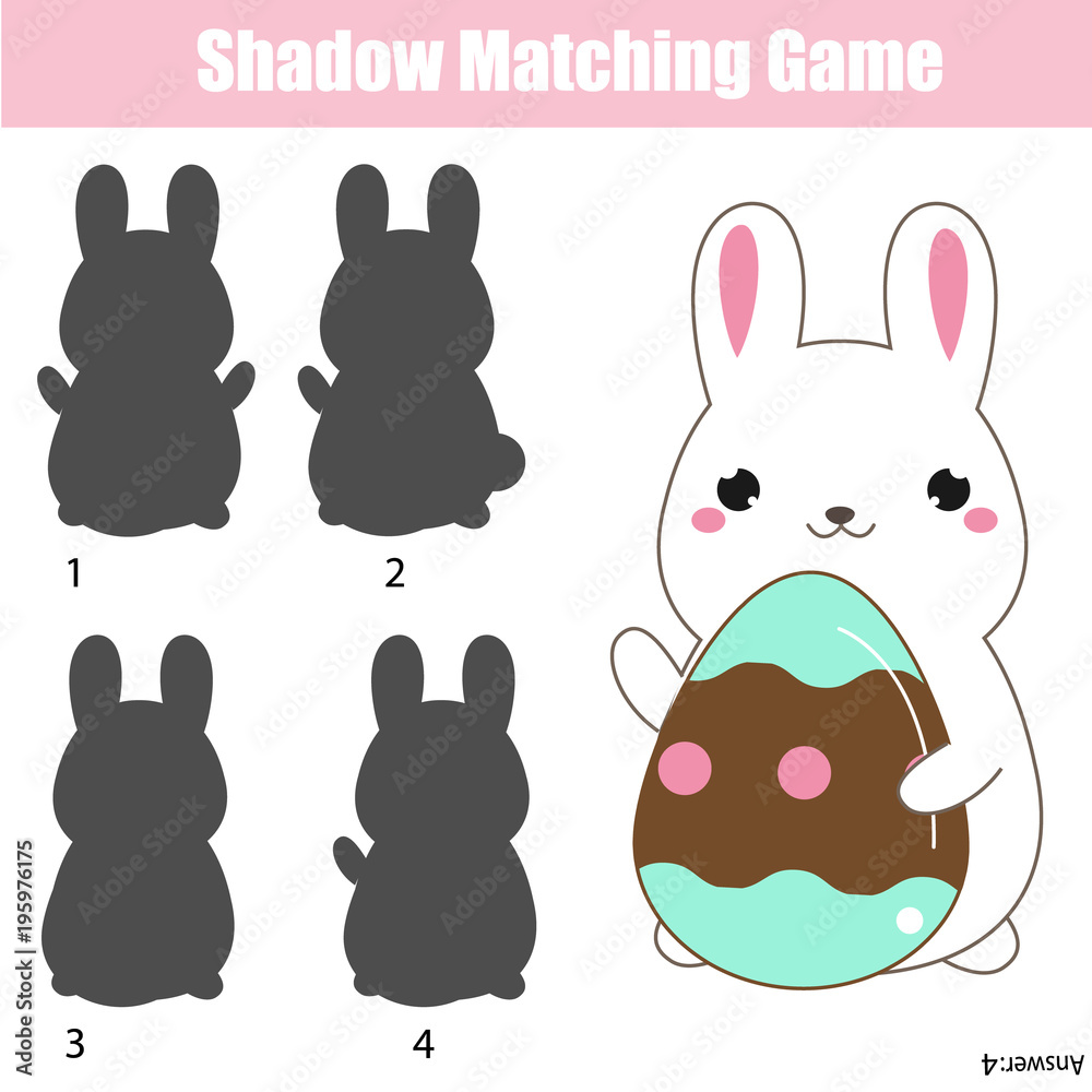 Shadow matching game. Easter theme activity for kids and toddlers ...