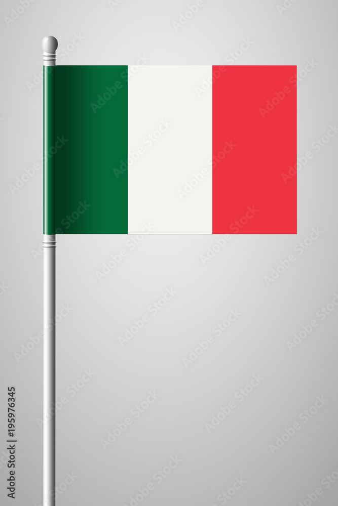 Flag of Italy. National Flag on Flagpole. Isolated Illustration on Gray ...