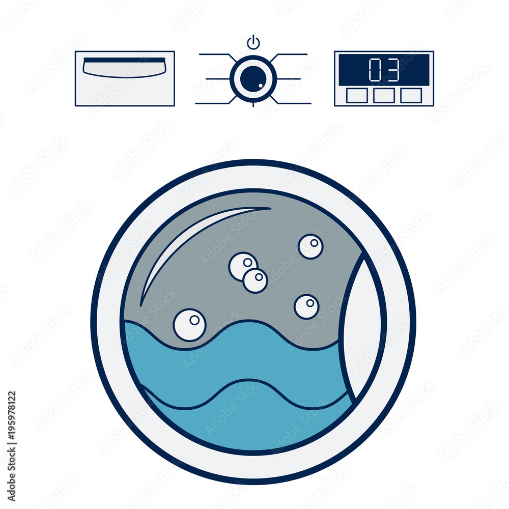 Washing machine icon. Laundry room concept. Flat design. Square shape ...