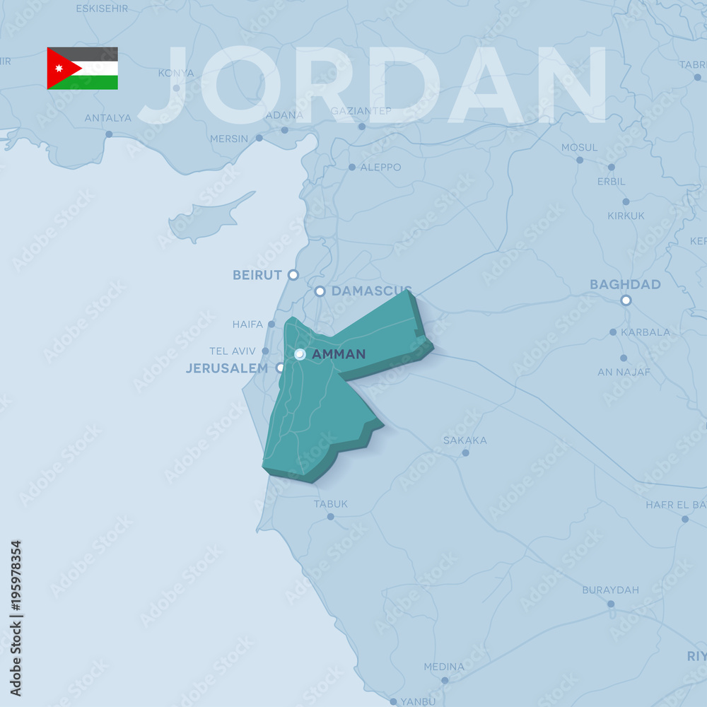 Verctor Map of cities and roads in Jordan. Stock Vector | Adobe Stock