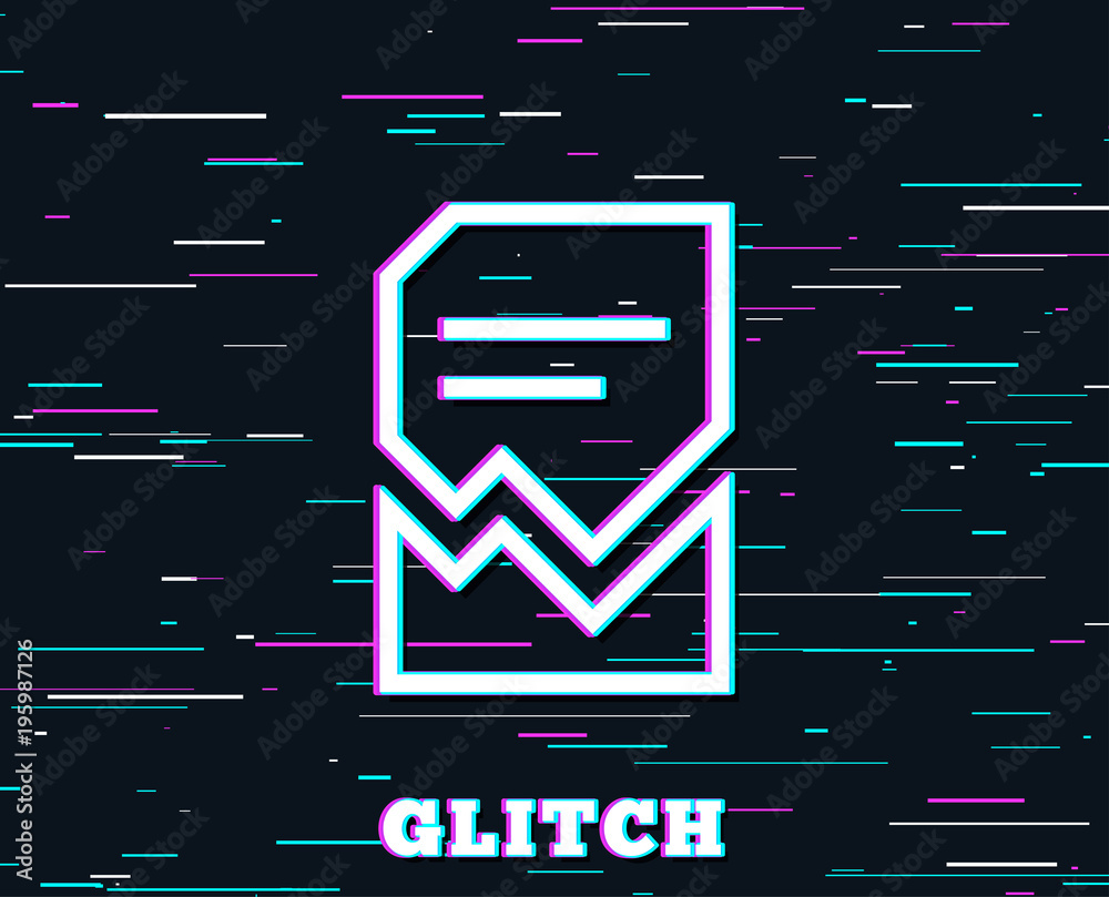 Glitch effect. Corrupted Document line icon. Bad File sign. Paper page ...