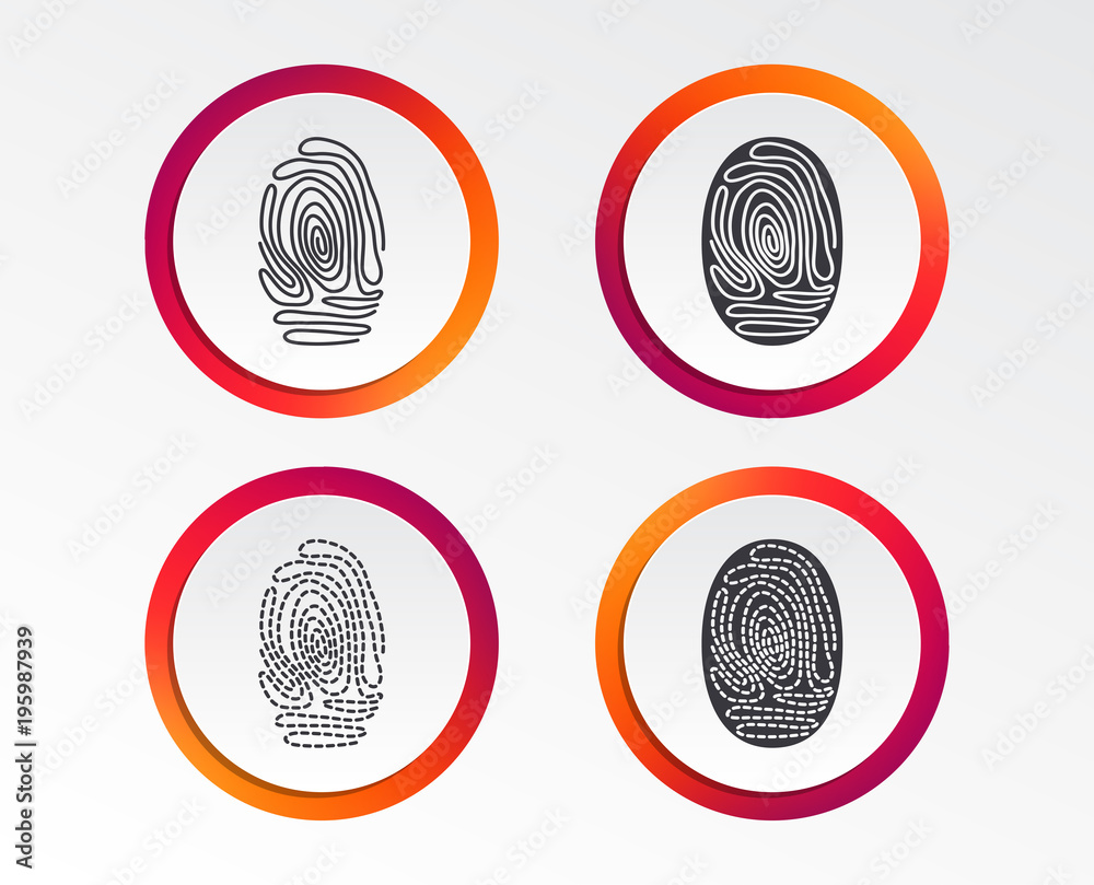 Fingerprint icons. Identification or authentication symbols. Biometric ...