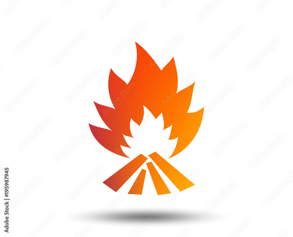 Fire flame sign icon. Heat symbol. Stop fire. Escape from fire. Blurred ...