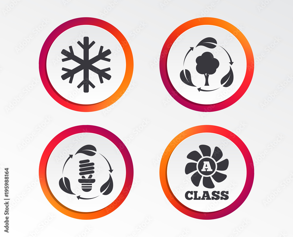 Fresh air icon. Forest tree with leaves sign. Fluorescent energy lamp ...