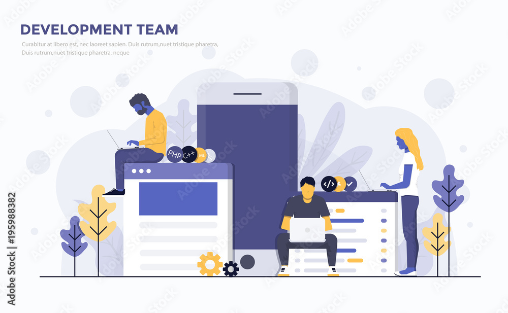 Flat Modern Concept Illustration - Development Team Stock Vector ...