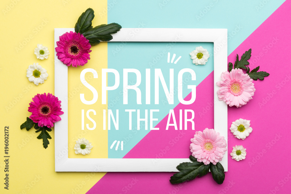 Welcome Spring Themed Pastel Coloured Background. Spring time floral ...