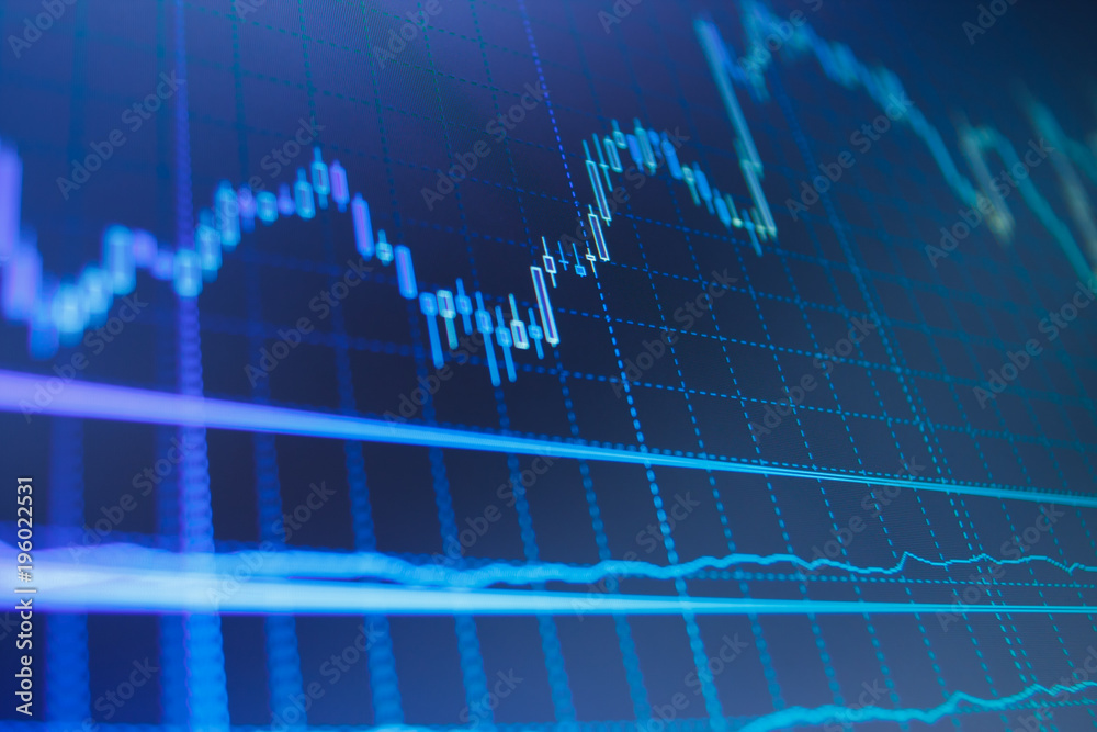 Stock exchange graph. Candle stick graph chart. Business graph with ...