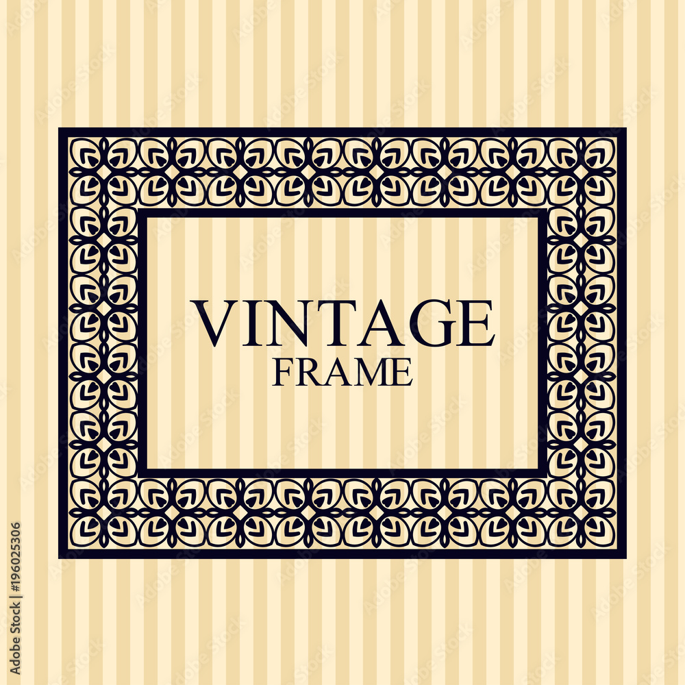 Vintage border frame with retro ornamental pattern. Template for design ...