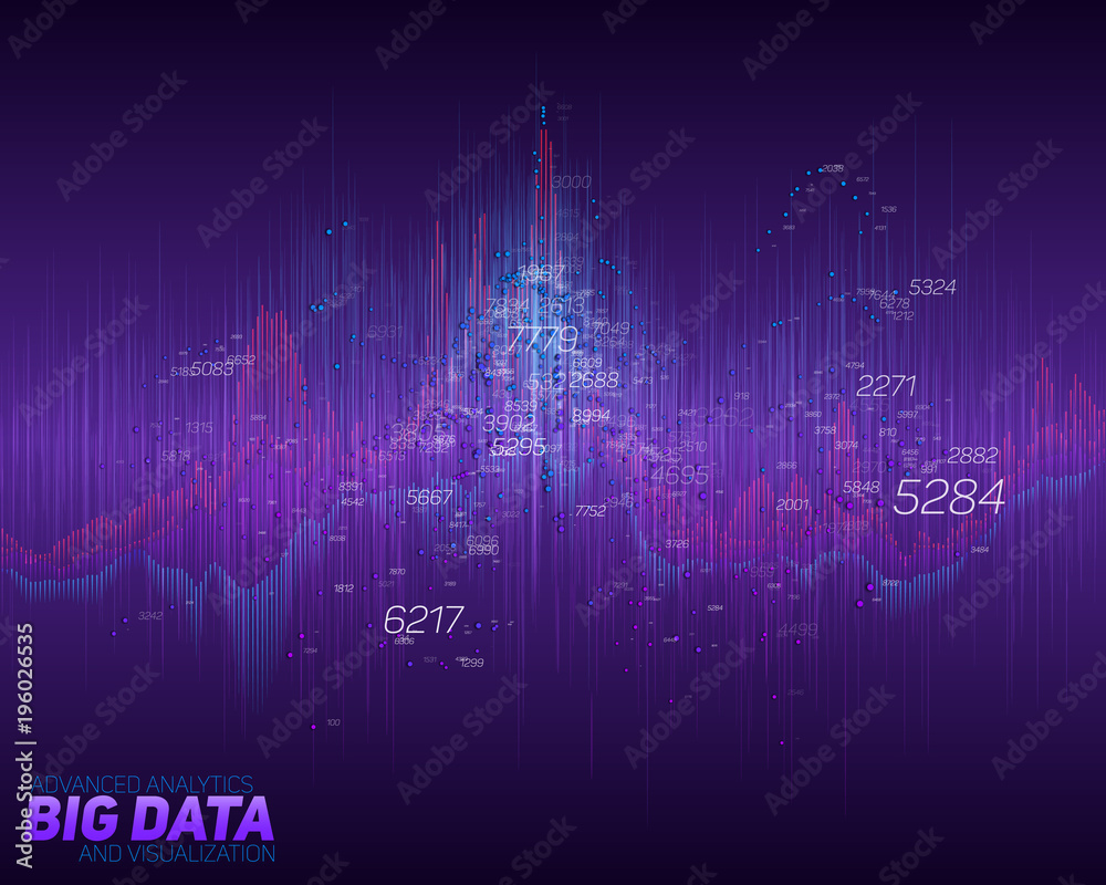 Vector abstract financial big data graph visualization. Stock index ...