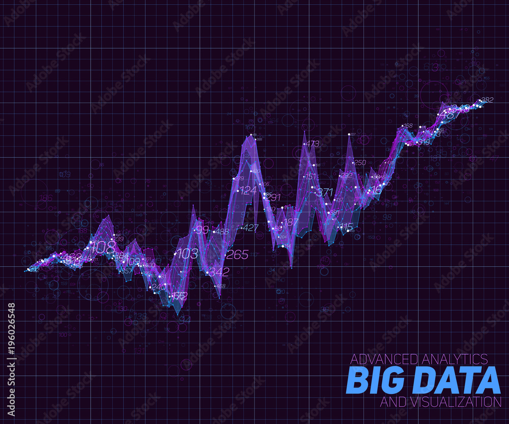 Vector abstract financial big data graph visualization. Stock index ...