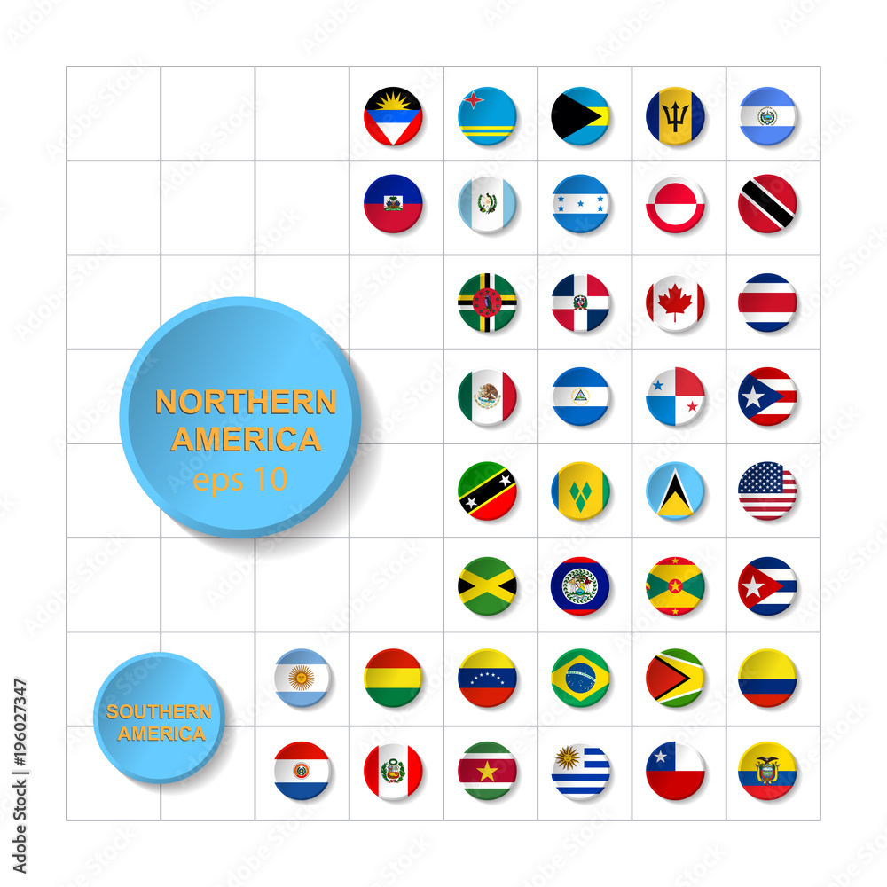 Flat Round Flags of America - Full Vector CollectionVector Set of ...