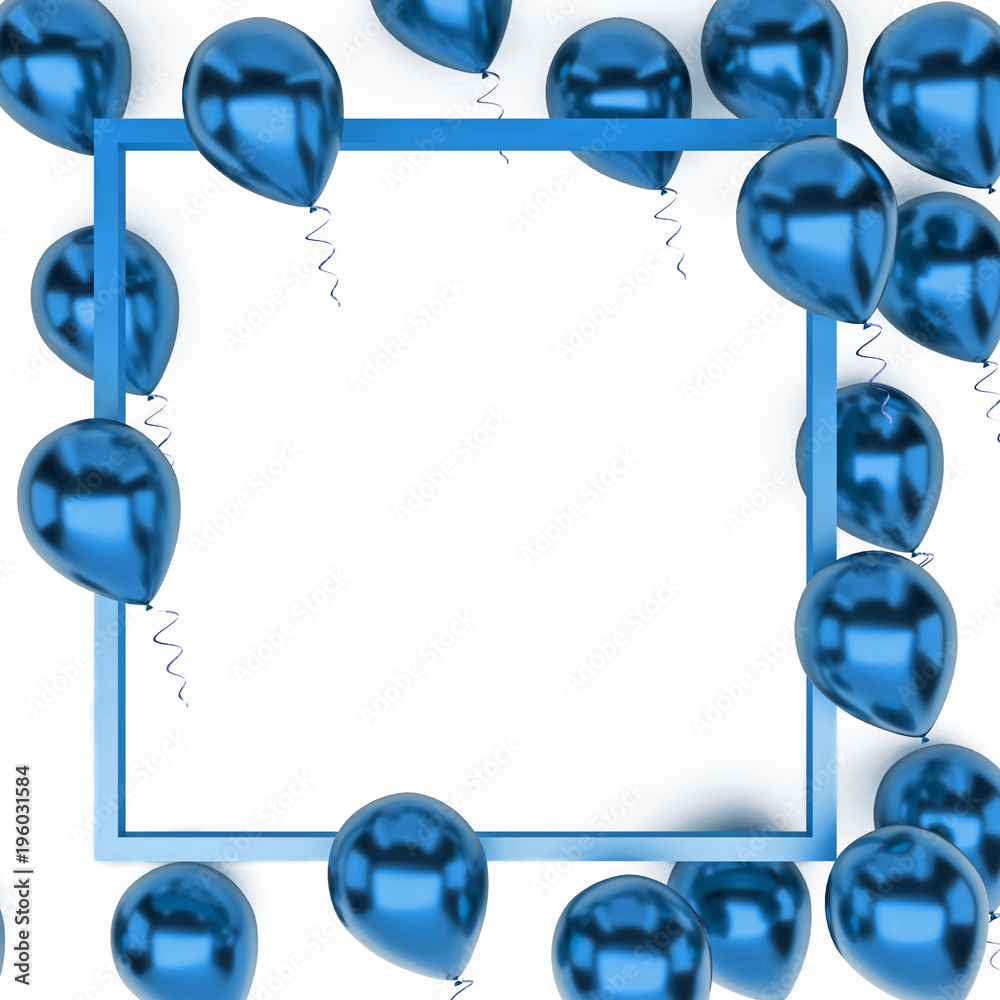 Blue metallic balloons with, Gold frame and with clear path on centre ...