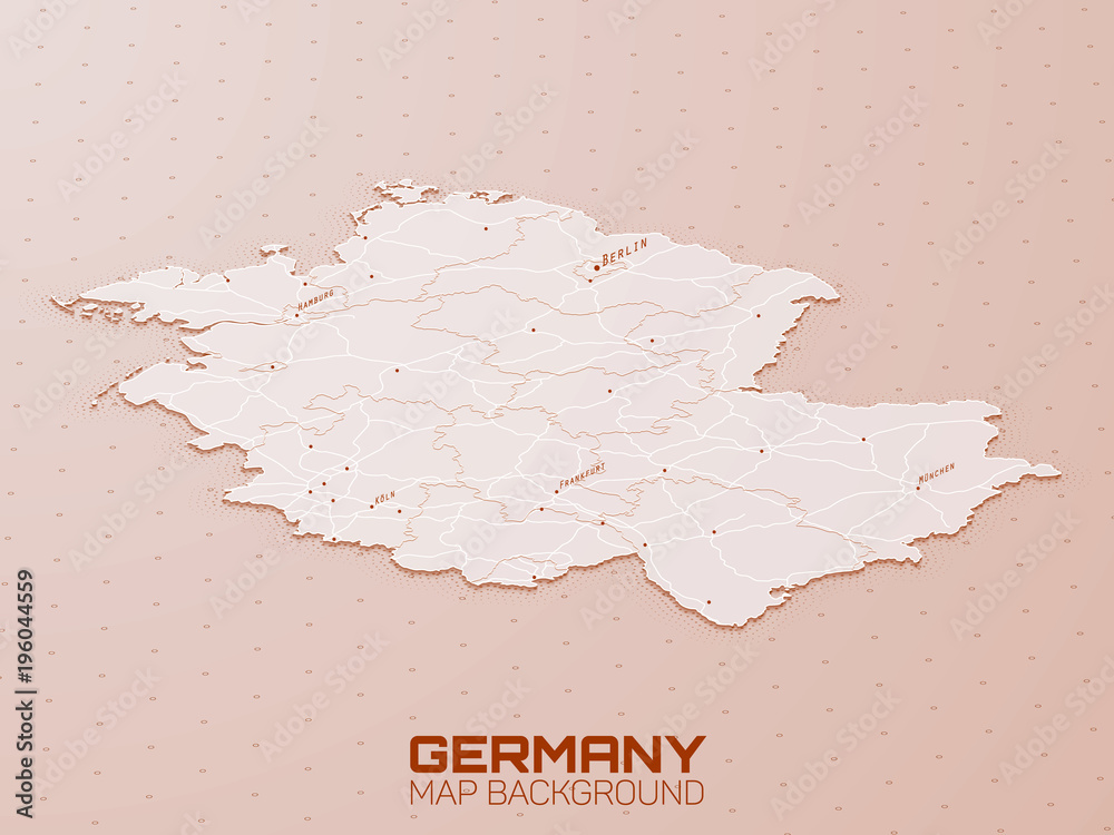 Germany 3d map visualization. Futuristic HUD map. Geographical ...