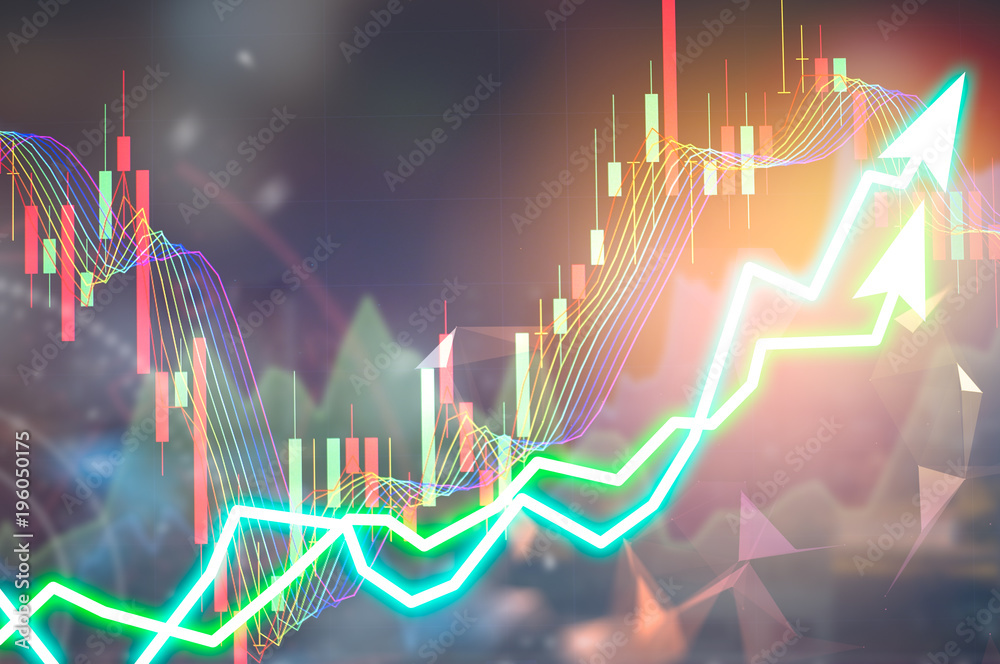 Stock market digital graph chart on LED display concept. A large ...