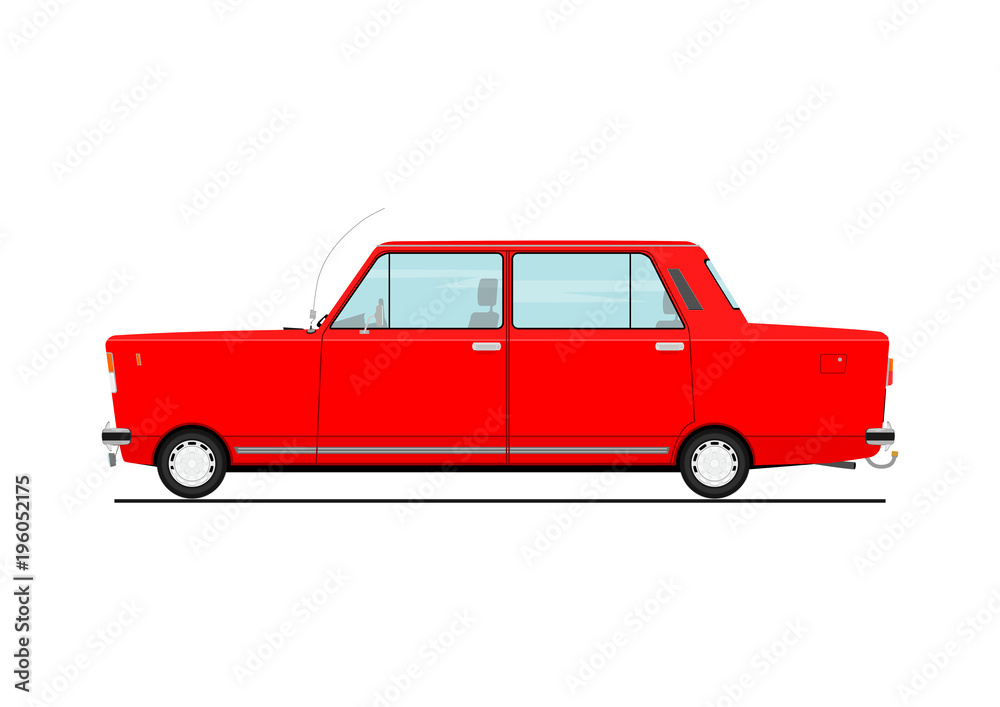 Cartoon car. Side view. Flat vector. Stock Vector | Adobe Stock