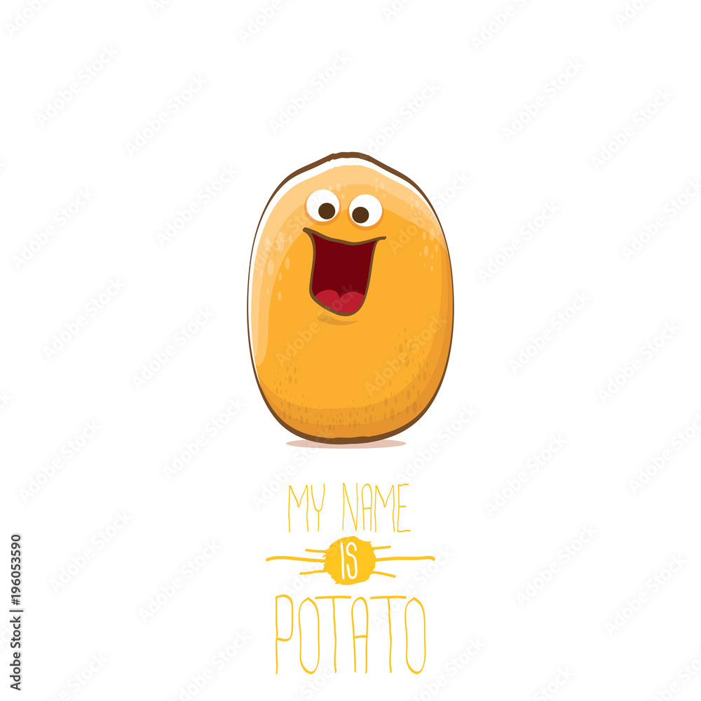 vector funny cartoon cute tiny potato character isolated on white ...
