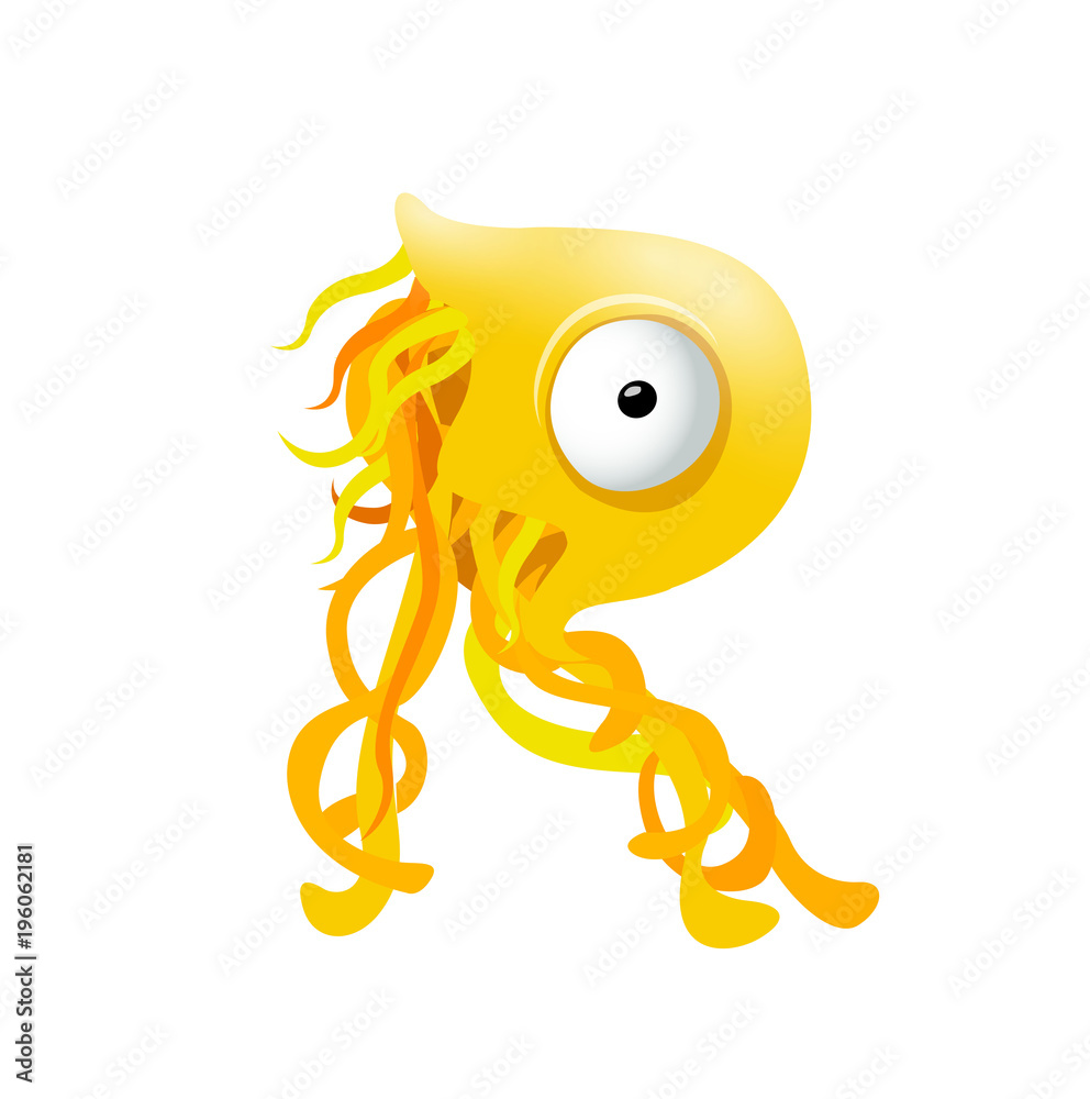 Vector one letter R of sea alphabet isolated on white background. Stock ...