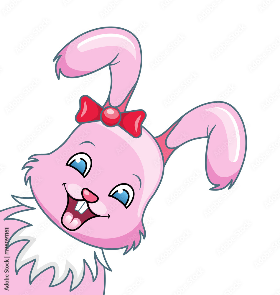 Smiling Rabbit Cartoon Girl, Beautiful Bunny, Happy Girling Isolated on ...