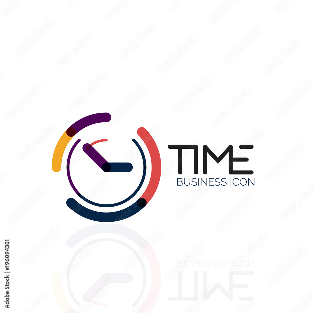 Vector abstract logo idea, time concept or clock business icon ...