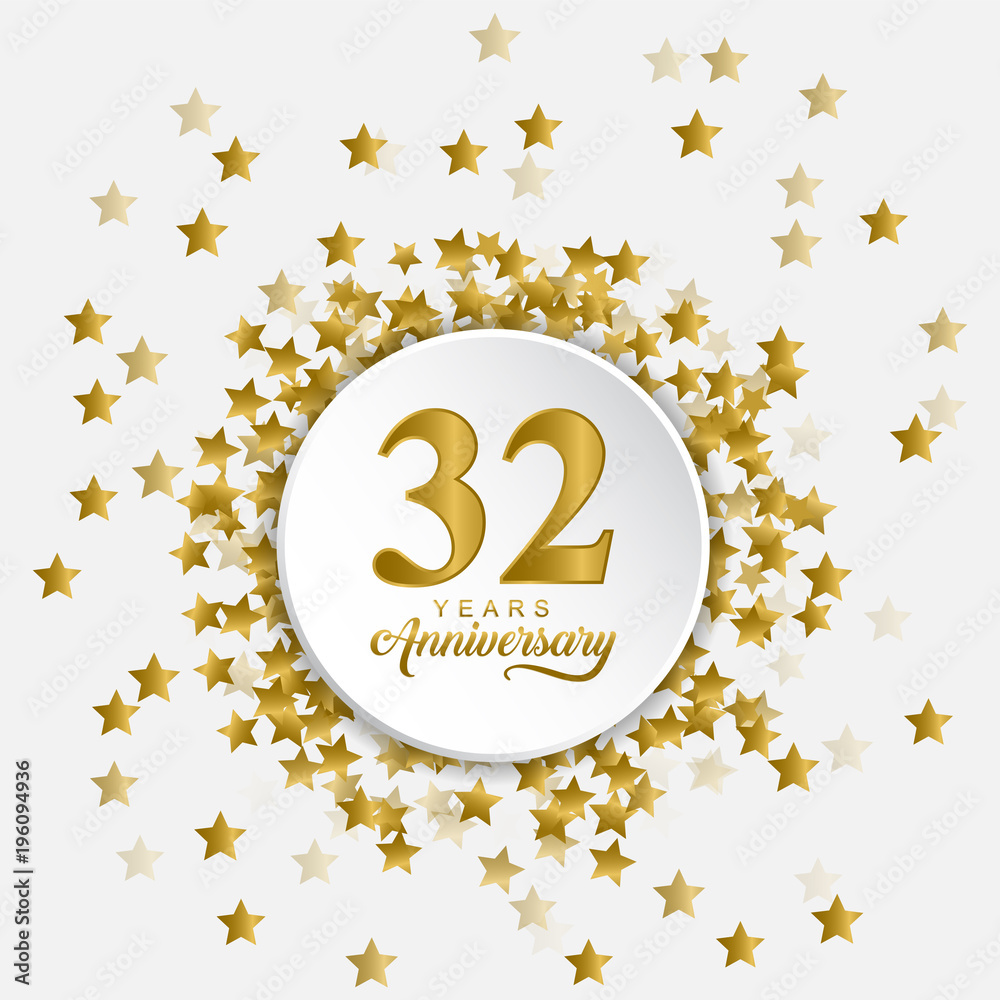 Happy 32 Years Anniversary With Fly Out Gold Stars Stock Vector Adobe happy-32-years-anniversary-with-fly-out-gold-stars-stock-vector-adobe