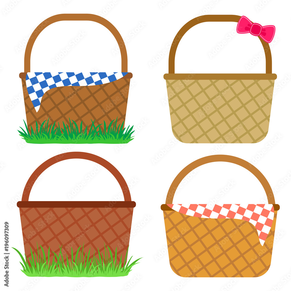 Set of empty baskets for Easter eggs. Vector illustration Stock Vector ...
