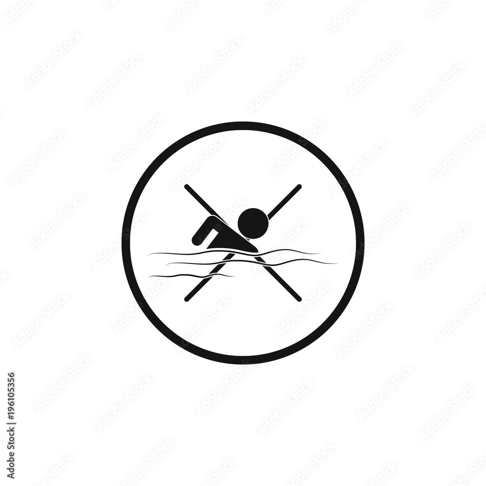 sign must not swim icon. Element of danger signs icon. Premium quality ...