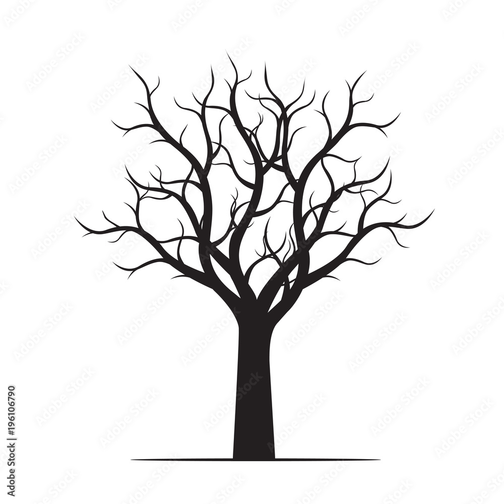Black Tree without Leaves. Vector Illustration and graphic element ...