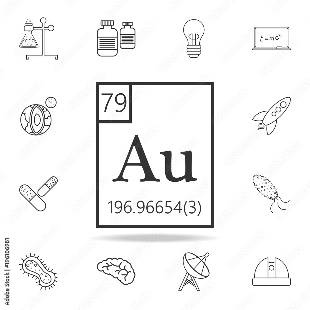 Periodic Table of Elements - aurum icon. Detailed set of science and ...