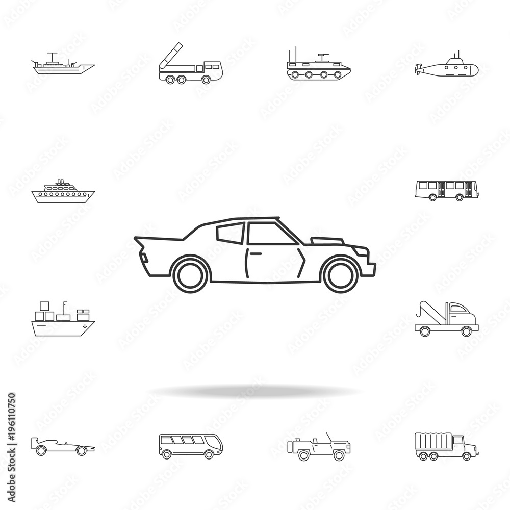 Muscle car icon. Detailed set of transport outline icons. Premium ...