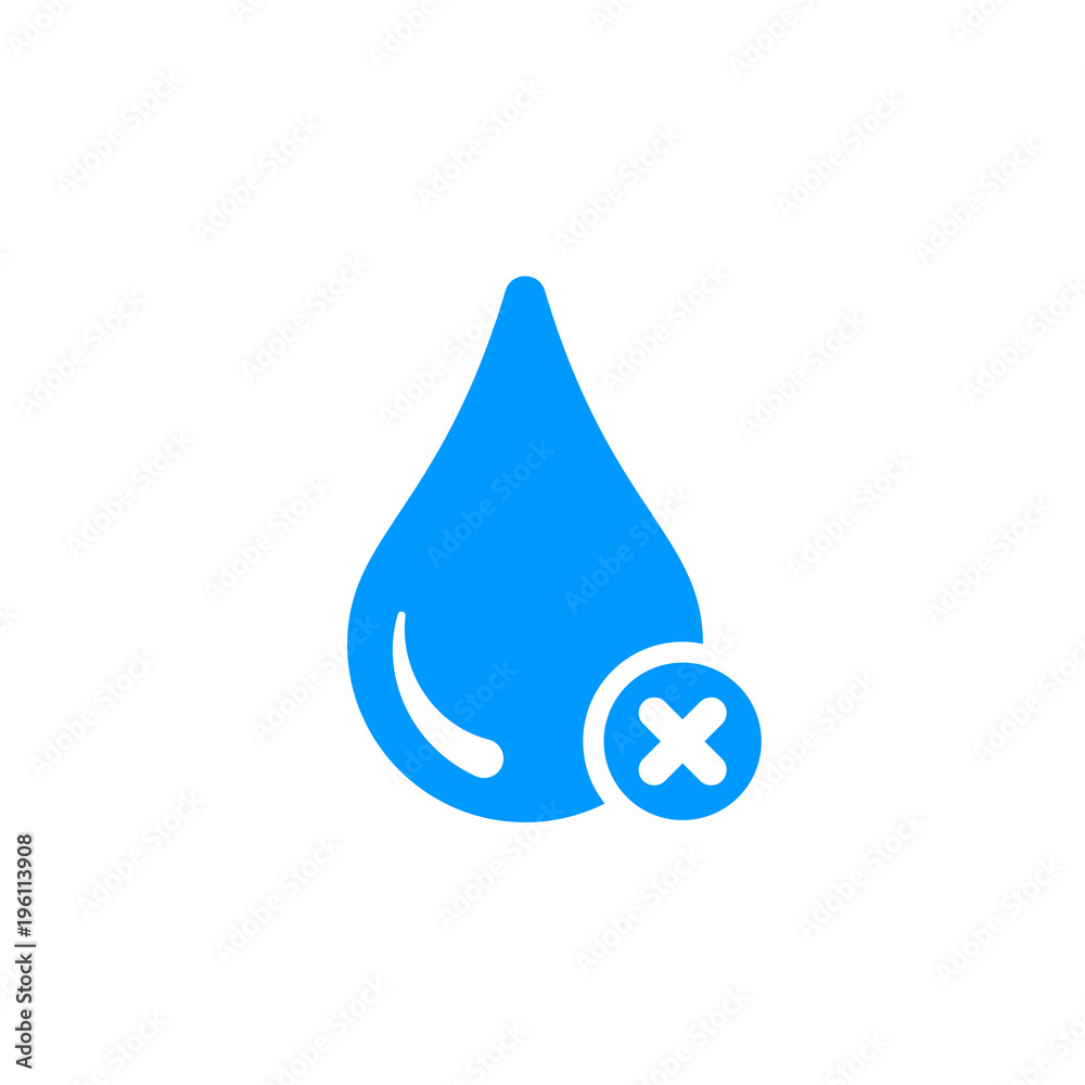Water icon with cancel sign. Water icon and close, delete, remove ...