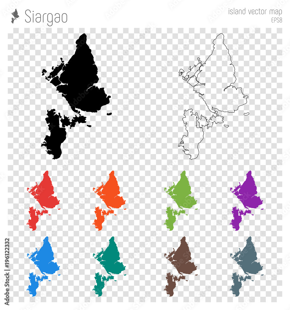 Siargao high detailed map. Island silhouette icon. Isolated Siargao ...