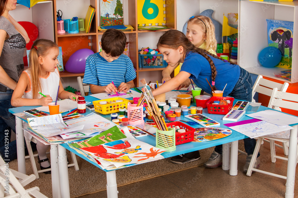 Children Drawing Together