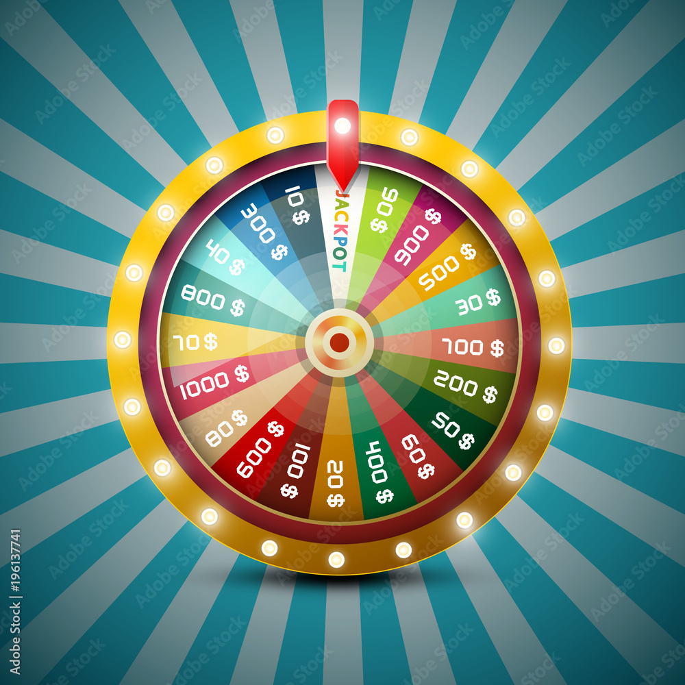Wheel of Fortune on Retro Blue Background Stock Vector | Adobe Stock