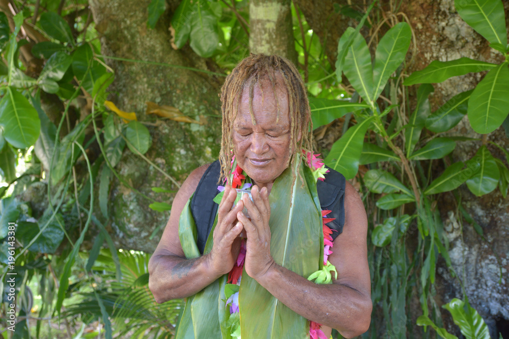 Cook Islander blessing on Noni Juice during Eco tourism tour in ...