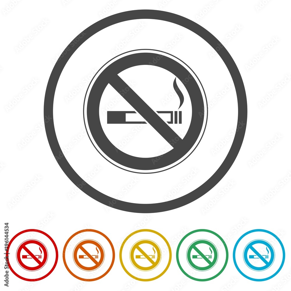 No smoking, No smoking sign, 6 Colors Included Stock Vector | Adobe Stock