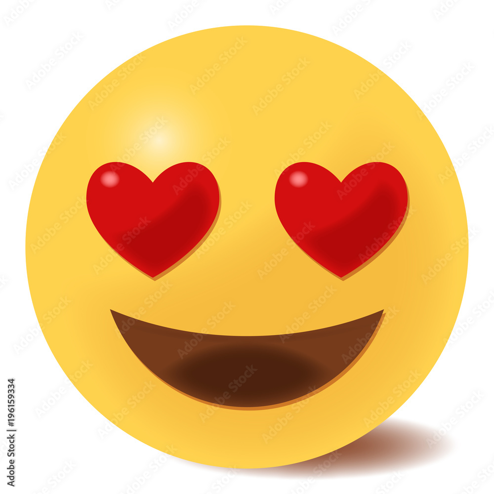 verliebtes Emoticon - Herzaugen - 3D Stock-Vektorgrafik | Adobe Stock