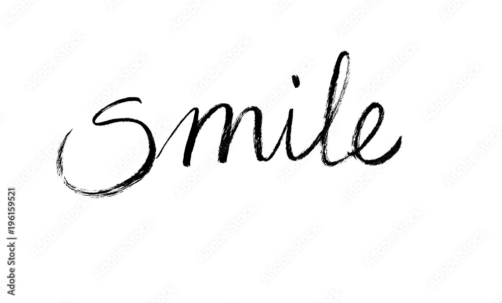 Smile handwritten black ink on white paper Stock-Illustration | Adobe Stock