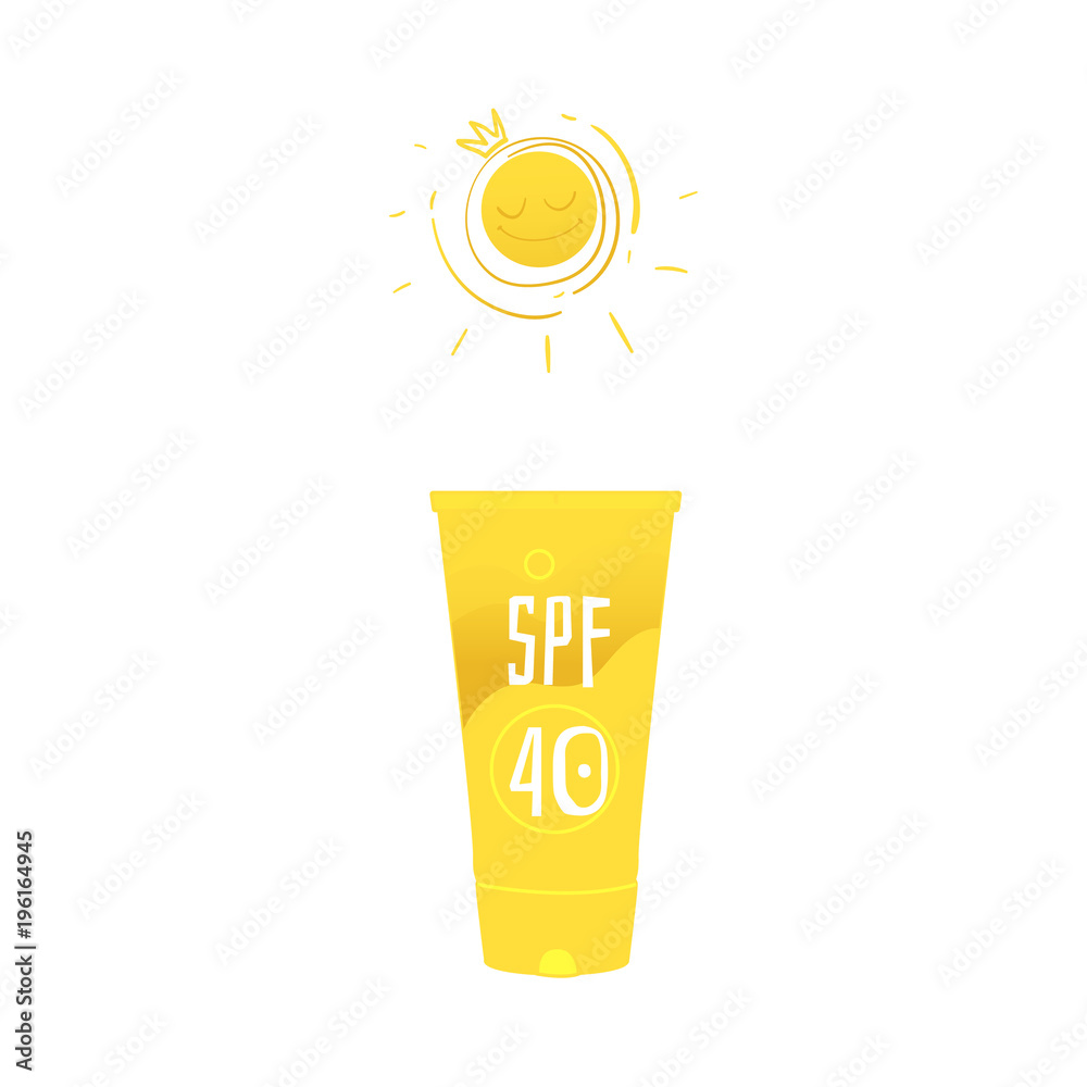 Vector flat travelling, beach vacation symbol beach suntan sunblock ...