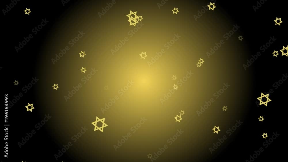 David star symbol flying trough space, black background with blurry ...