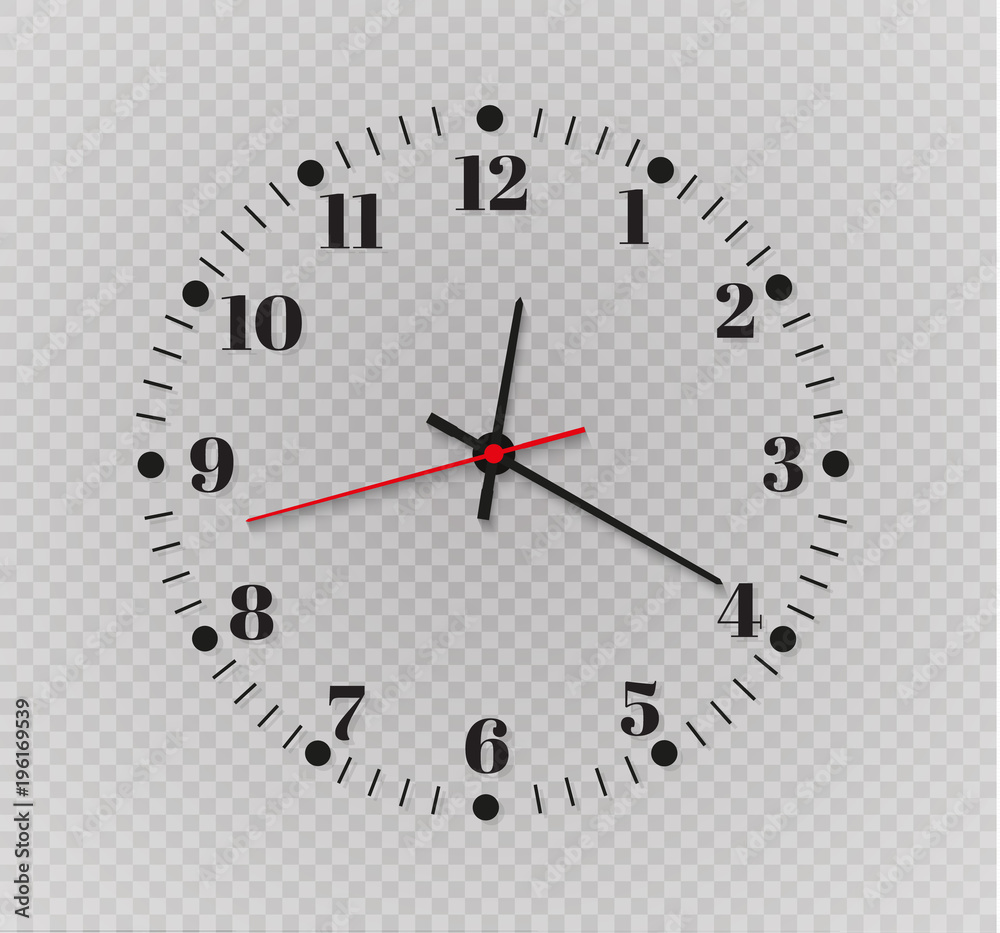 Wall clock office. Template design in vector closeup. The layout for ...