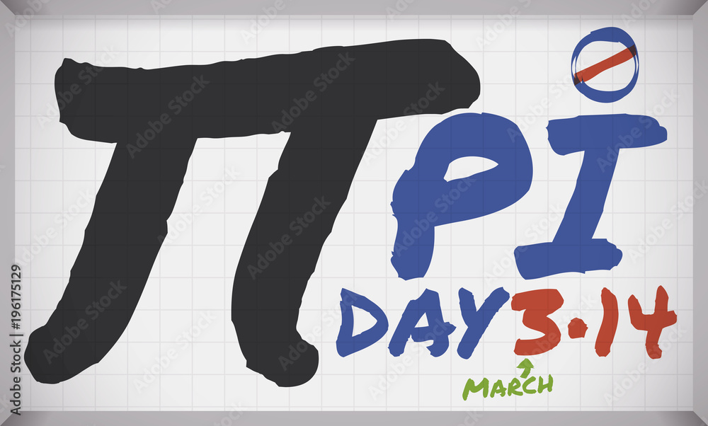 Whiteboard with Pi Symbol written with Markers for Pi Day, Vector ...