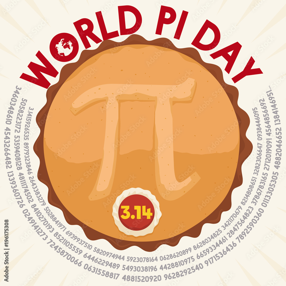 Tasty Pie in Top View with Pi Symbol for World Pie Day, Vector ...