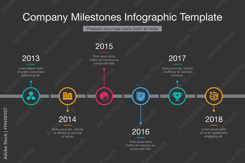 Vector infographic for company milestones timeline template with ...