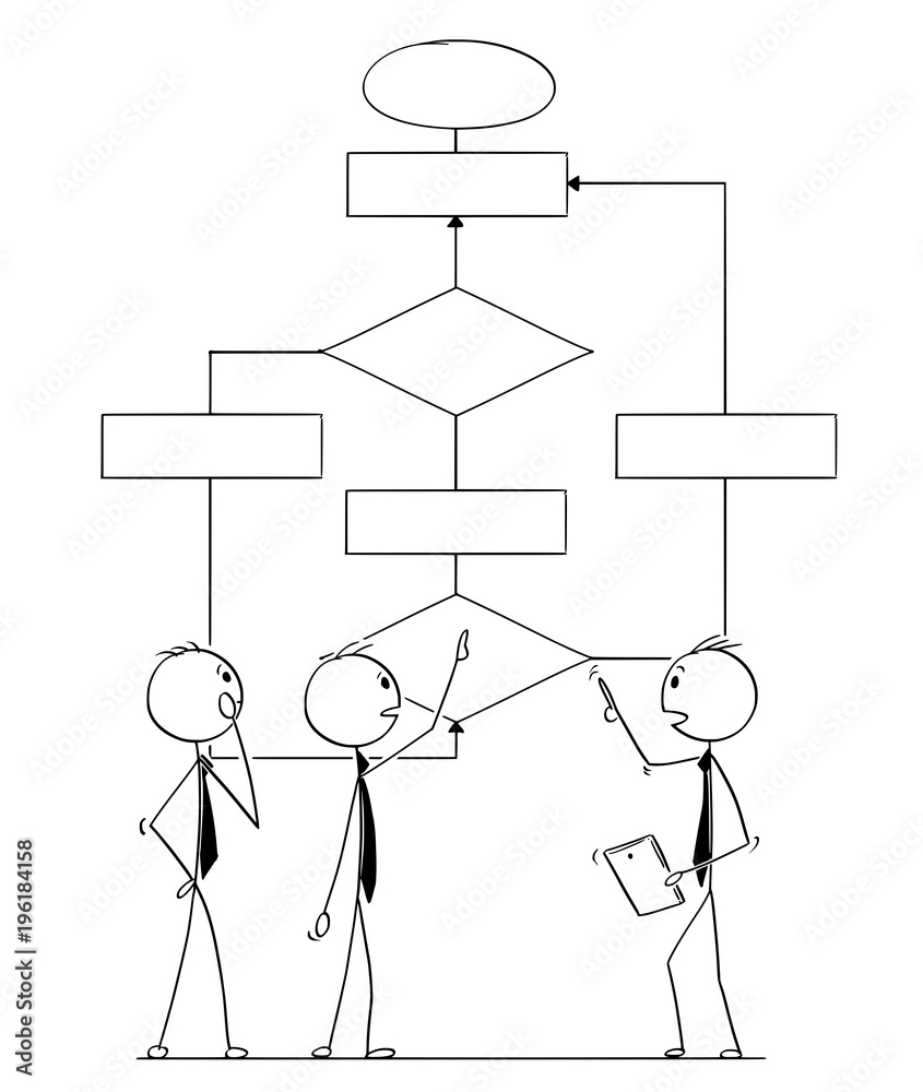 Cartoon stick man drawing conceptual illustration of business team or ...
